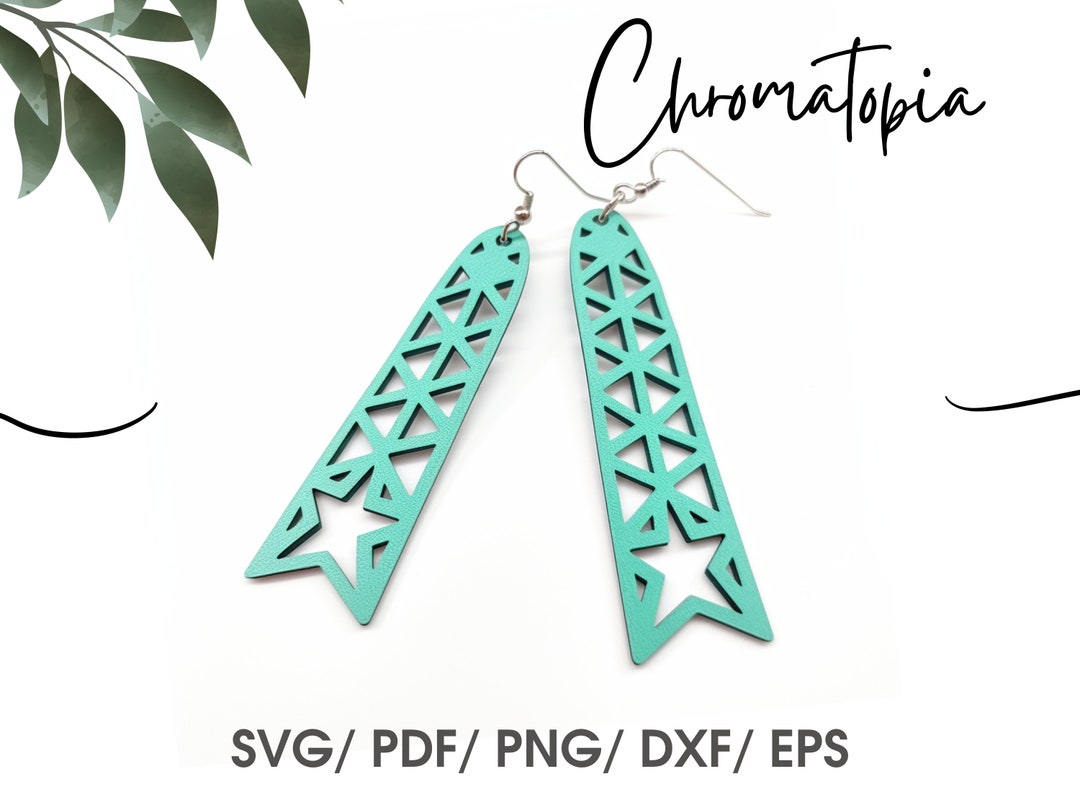 Elongated Arrow Shape With Stars Pattern Faux Leather Earring Templates ...