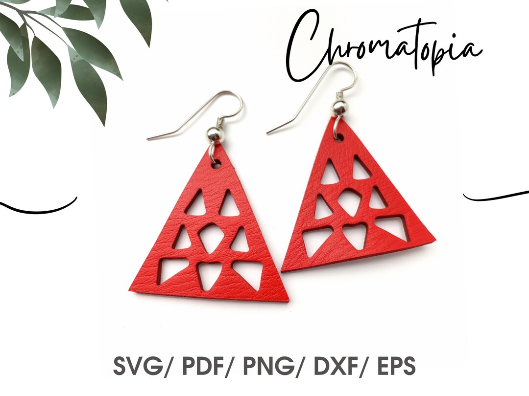Triangular Shape With Triangles Pattern of Faux Leather Svg Earrings ...