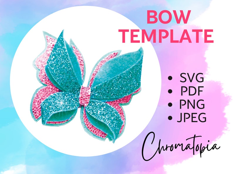 Elegant Butterfly Hair Bow SVG Template Faux Leather Bows Design Svg ...