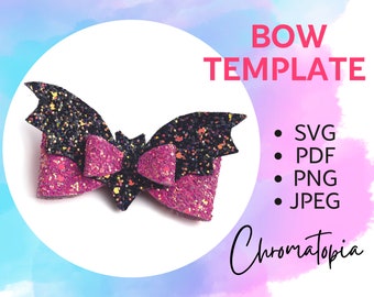 Fire Butterfly Hair Bow Template SVG - Faux Leather Hair Bow Template ...