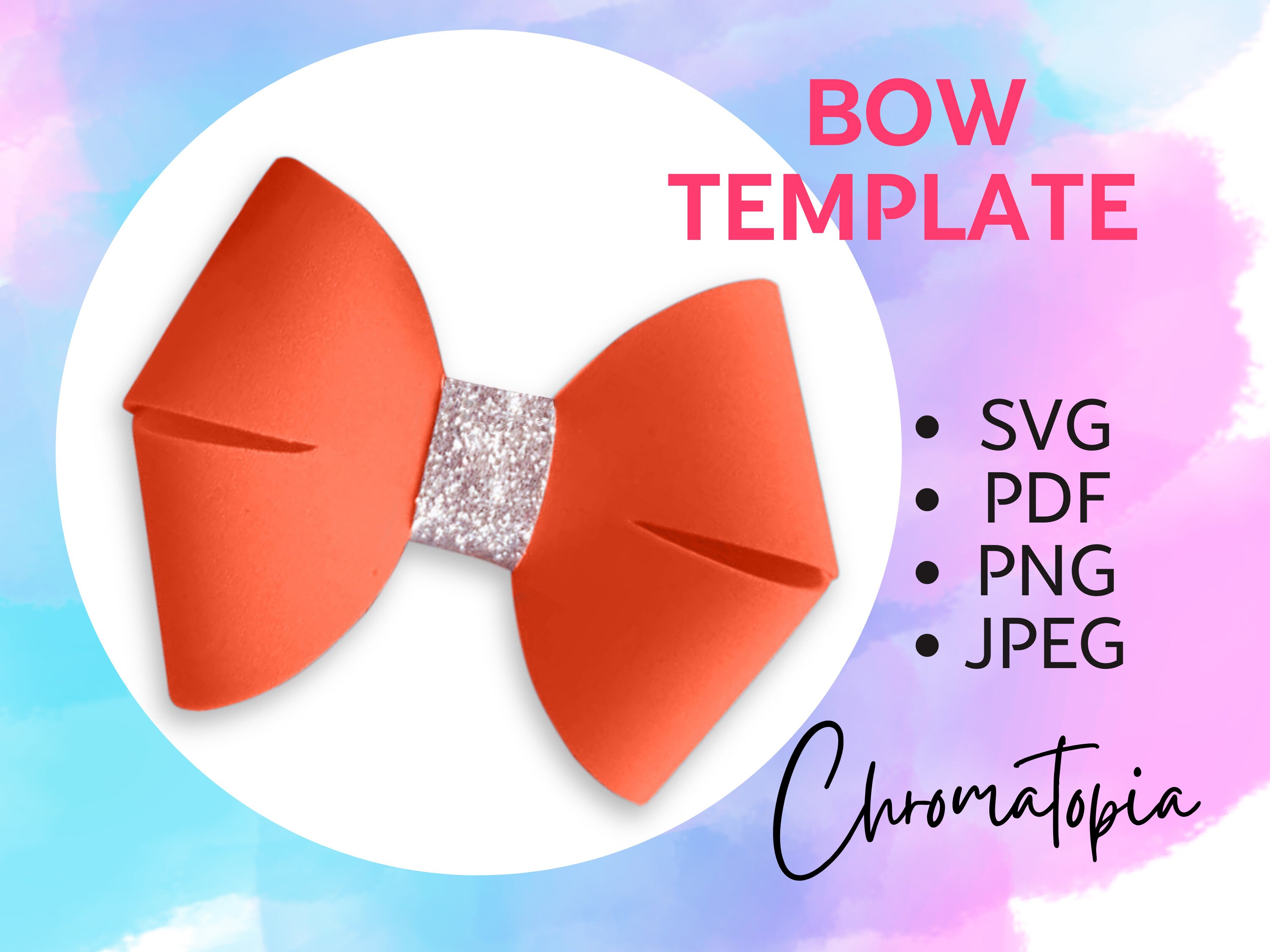 Classic Hair Bow SVG Template - Faux Leather Bow Template Svg for ...