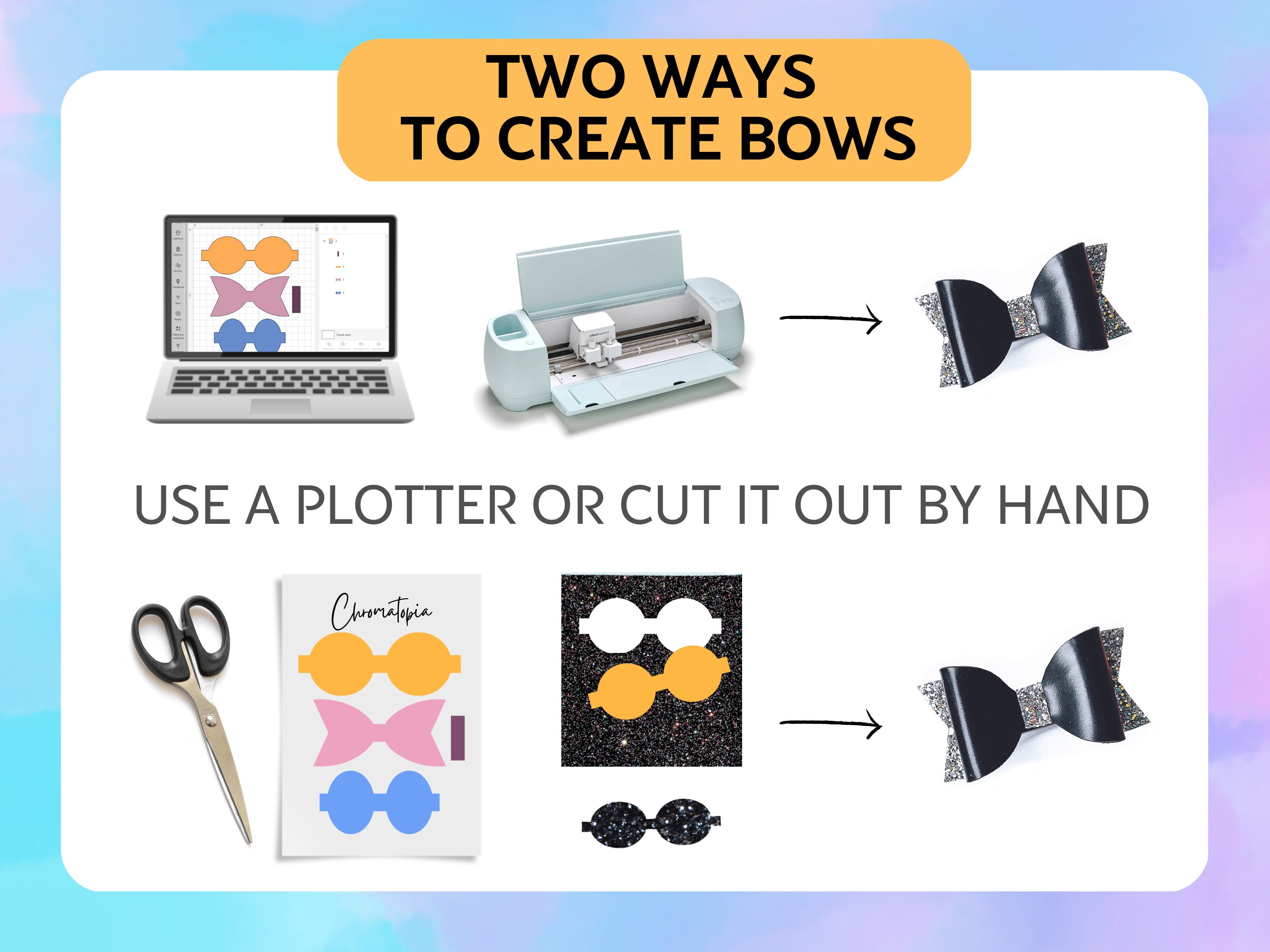 Bow Pattern With Wings Bow Template SVG for Cricut and Other Cutting ...