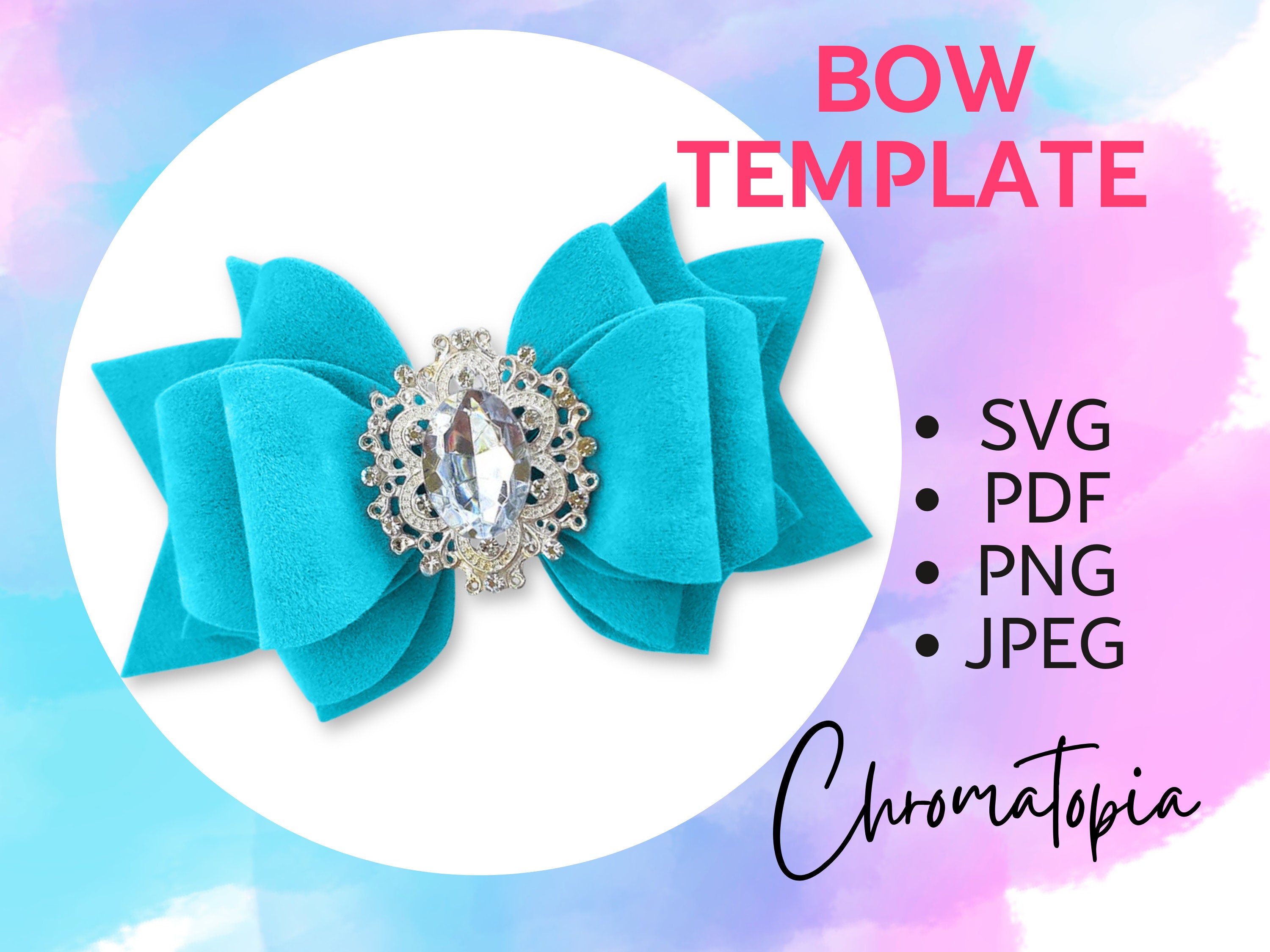 Elegant Classic Hair Bow SVG Template Faux Leather Bows Design Svg for ...