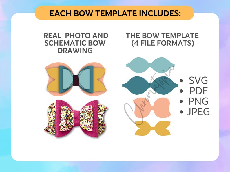 Elegant Classic Hair Bow SVG Template Faux Leather Bows Design Svg for ...