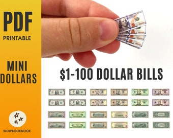 Dollhouse Miniature USD Money Printable Digital Download for 1:12 Scale Banks and Stores - Etsy