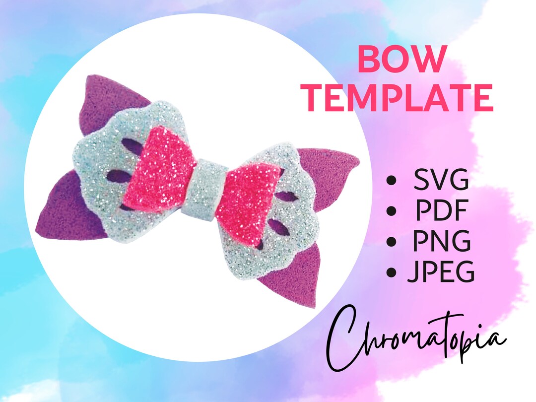 Cute Hair Bow Pattern - Bow Template SVG for Cricut and Other Cutting ...