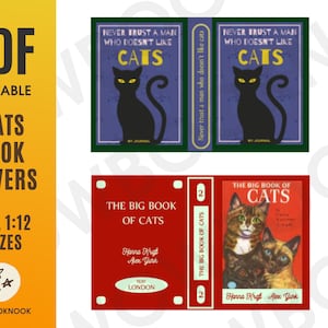 21 Cat Stories Mini Book Covers Printable 1/6, 1/12 Scale Dollshouse ...