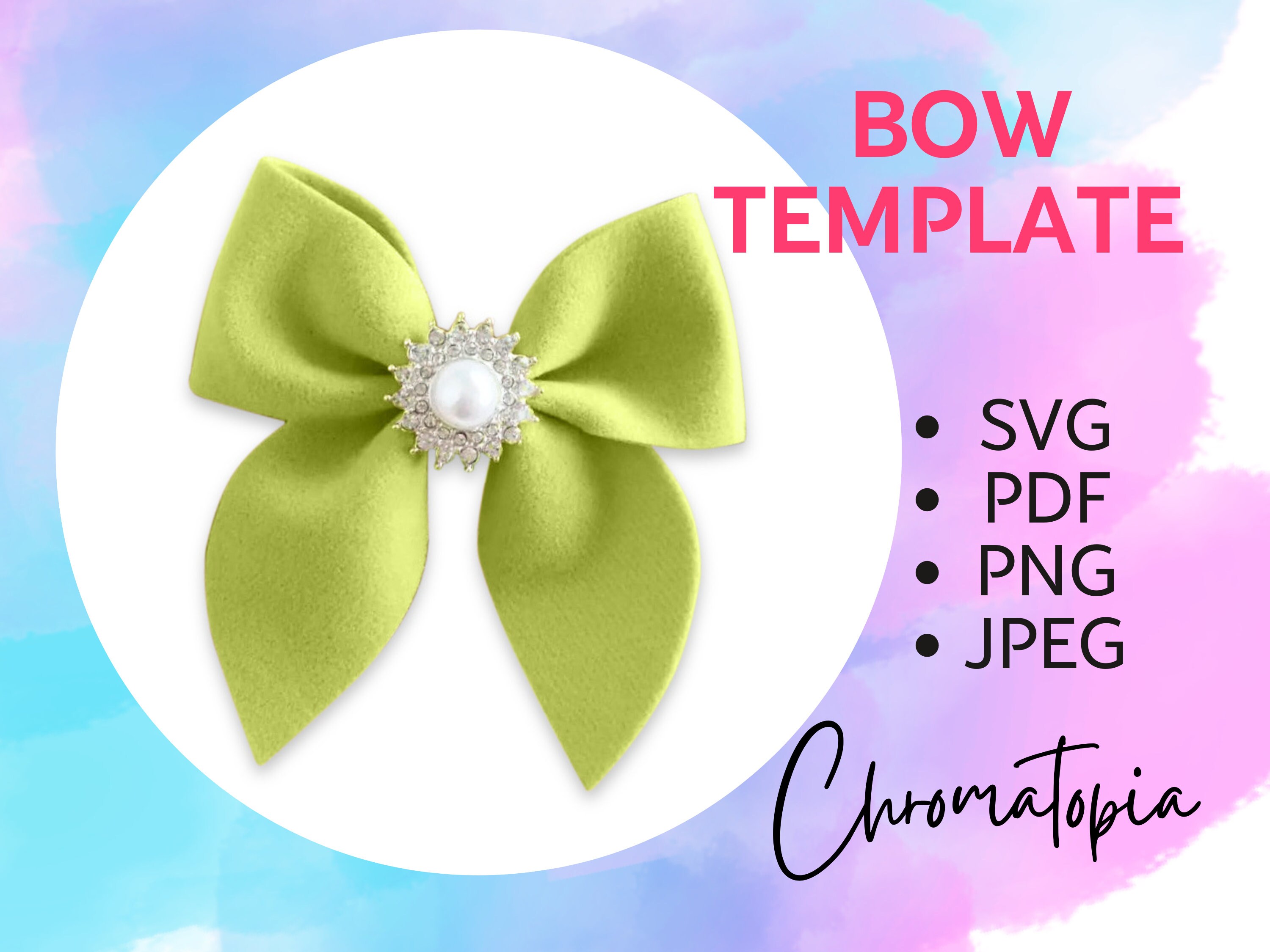 Elegant Classic Hair Bow Template SVG - Faux Leather Hair Bow Template ...