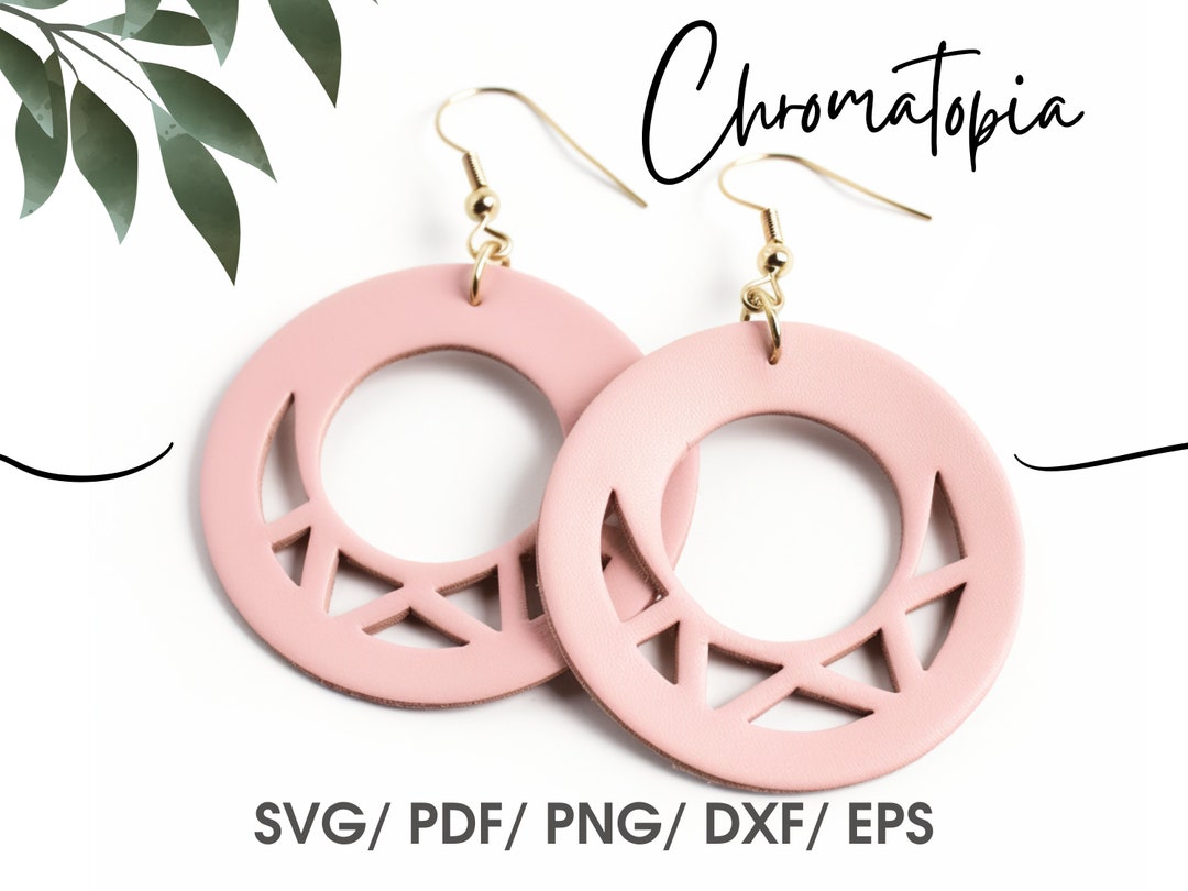 Circle Shape With Triangles Pattern Faux Leather Svg Earrings Template ...