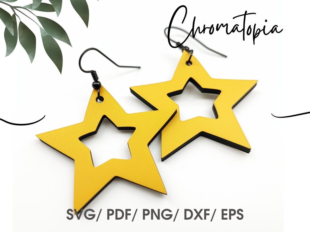 Wide Star-shaped Frame Faux Leather Earring Templates - Etsy