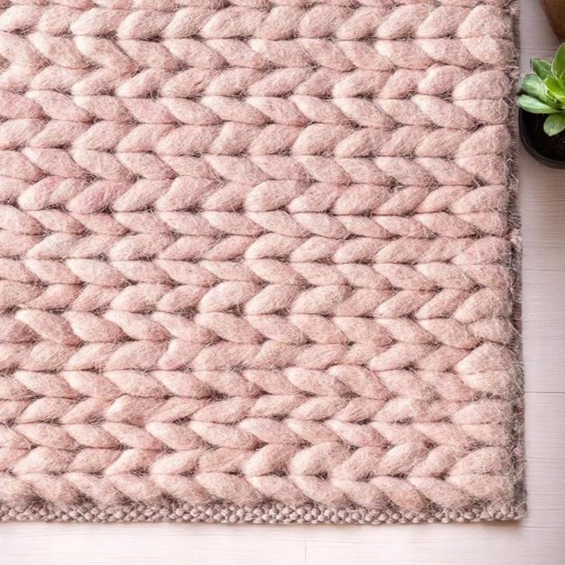 Pink Wool Braided Rug - Etsy