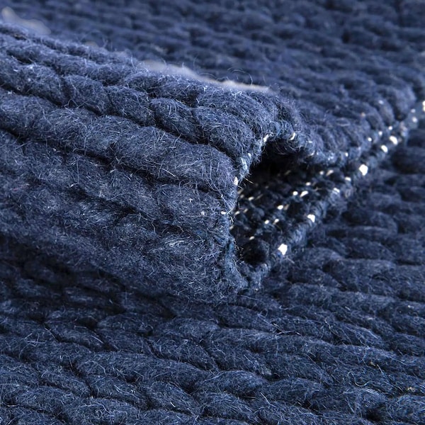 Chunky Wool Blue Rug - Etsy