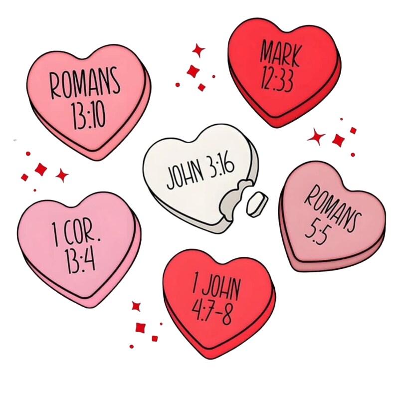 Valentine's Day Conversation Hearts Bible Verses Faith God PNG Digital ...