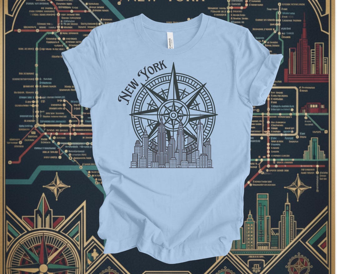 Vintage Art Deco New York City Compass Travel Shirt - Etsy