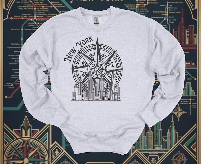 Vintage Art Deco New York City Compass Travel Shirt - Etsy