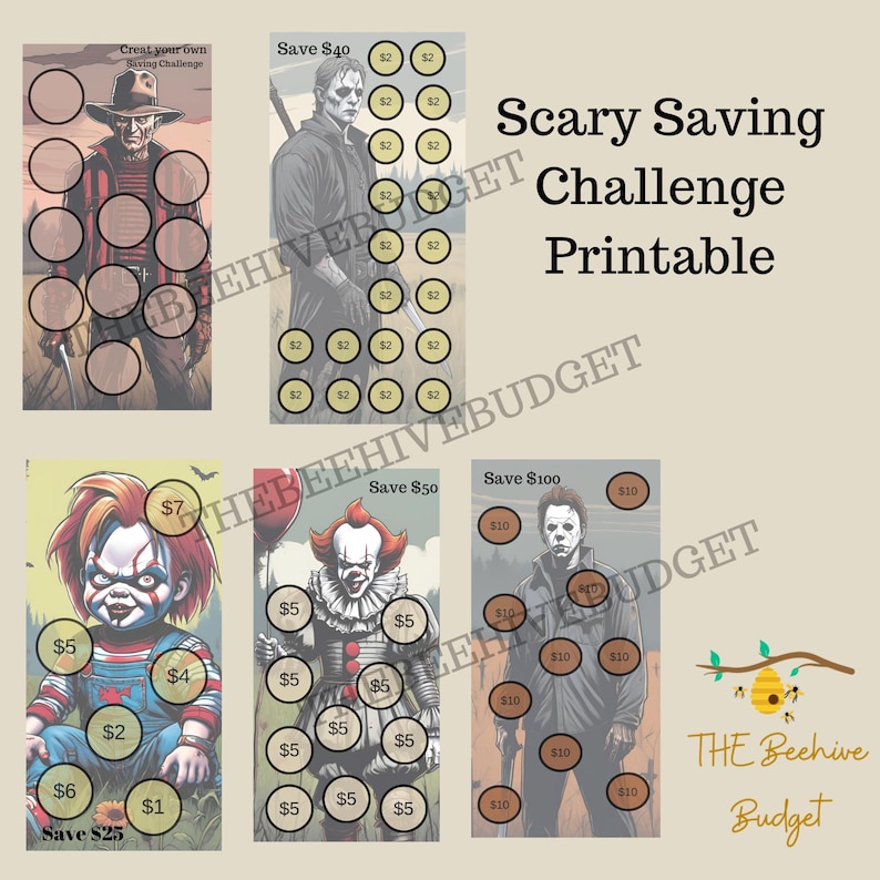 Scary Saving Challenge Bundle L Saving Money L Budget Binder L Cash ...