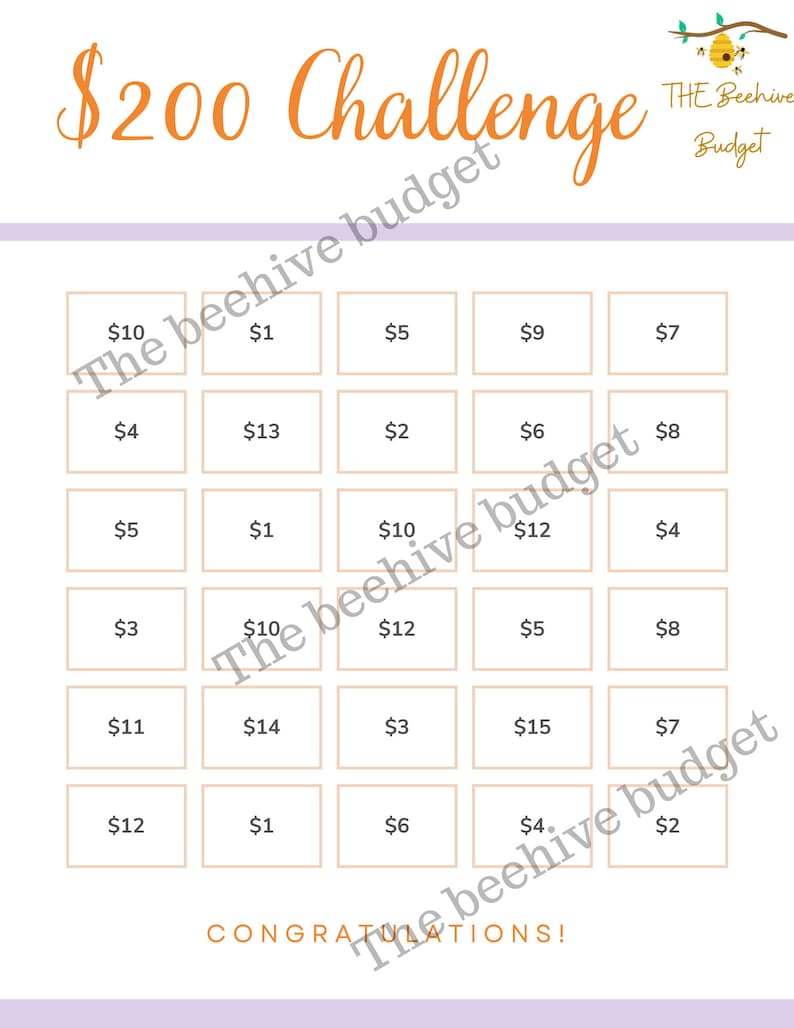 200 Dollar Savings Challenge Printable – Achieve Your Savings Goals ...