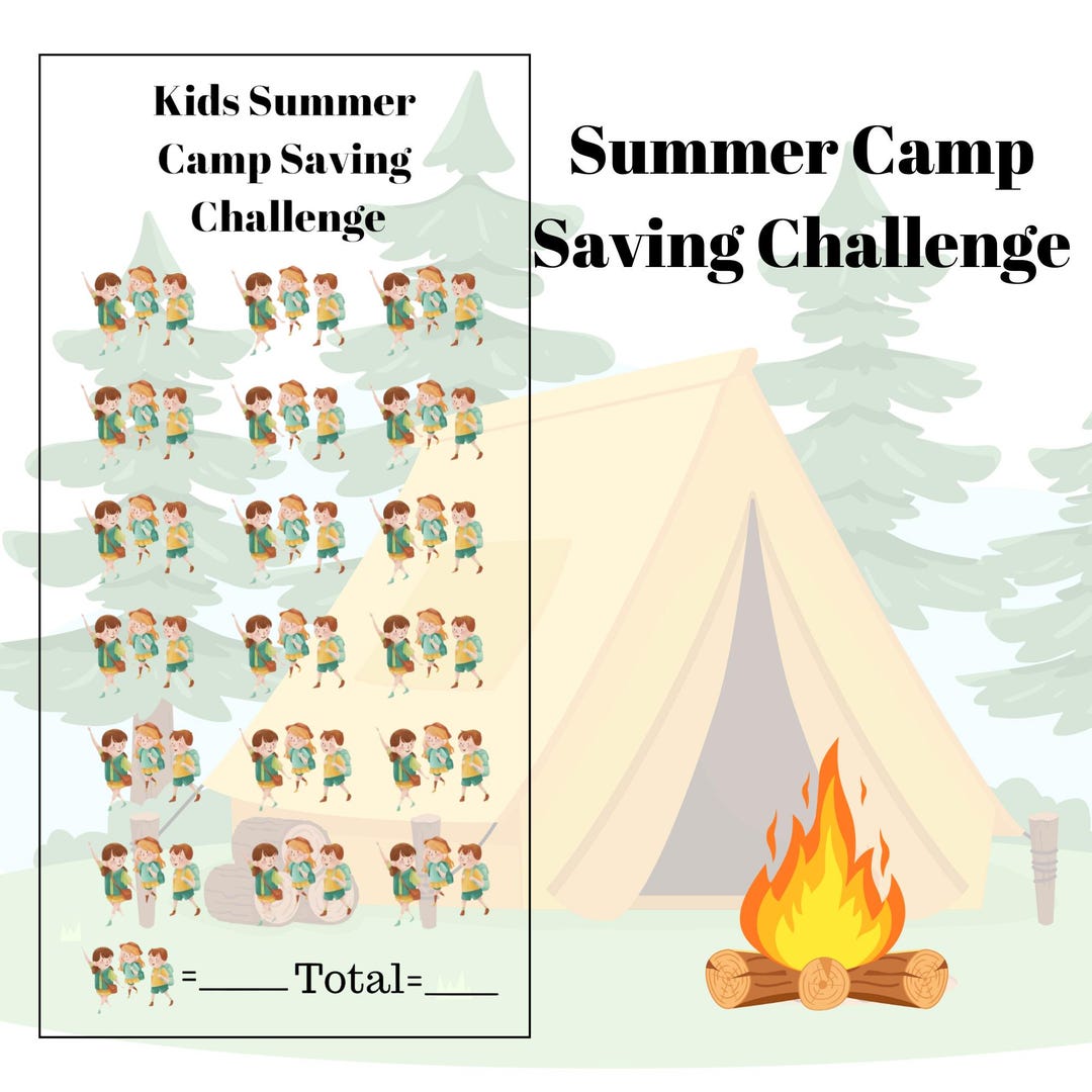 Summer Camp Saving Challenge Printable | Fun & Easy Savings Tracker ...