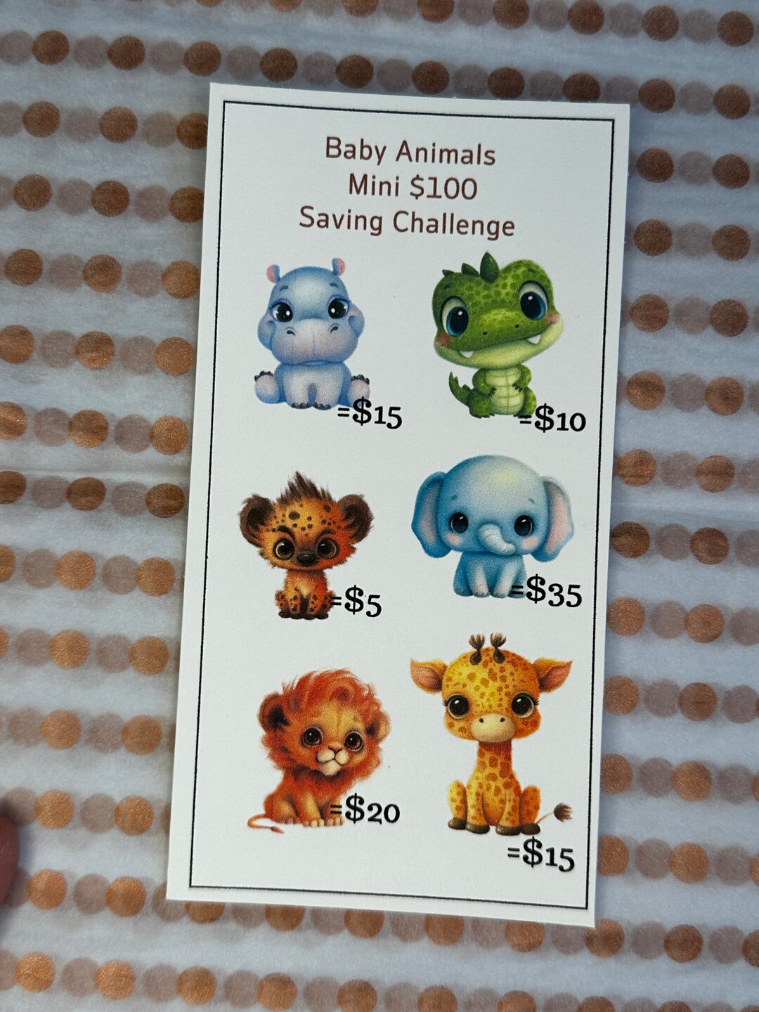 A6 Mini Baby Animal Saving Challenge/a6 Cash Envelope.binder.wallet ...