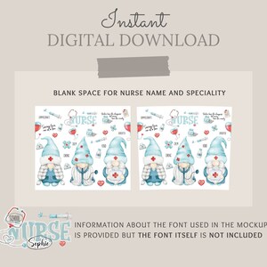 Gnome Nurse Tumbler Wrap - Customizable Template - Add Nurse Name and ...