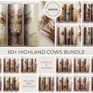 Highland Cow Tumbler Wrap Designs Bundle 60 +, for Skinny Tumbler 20 Oz ...