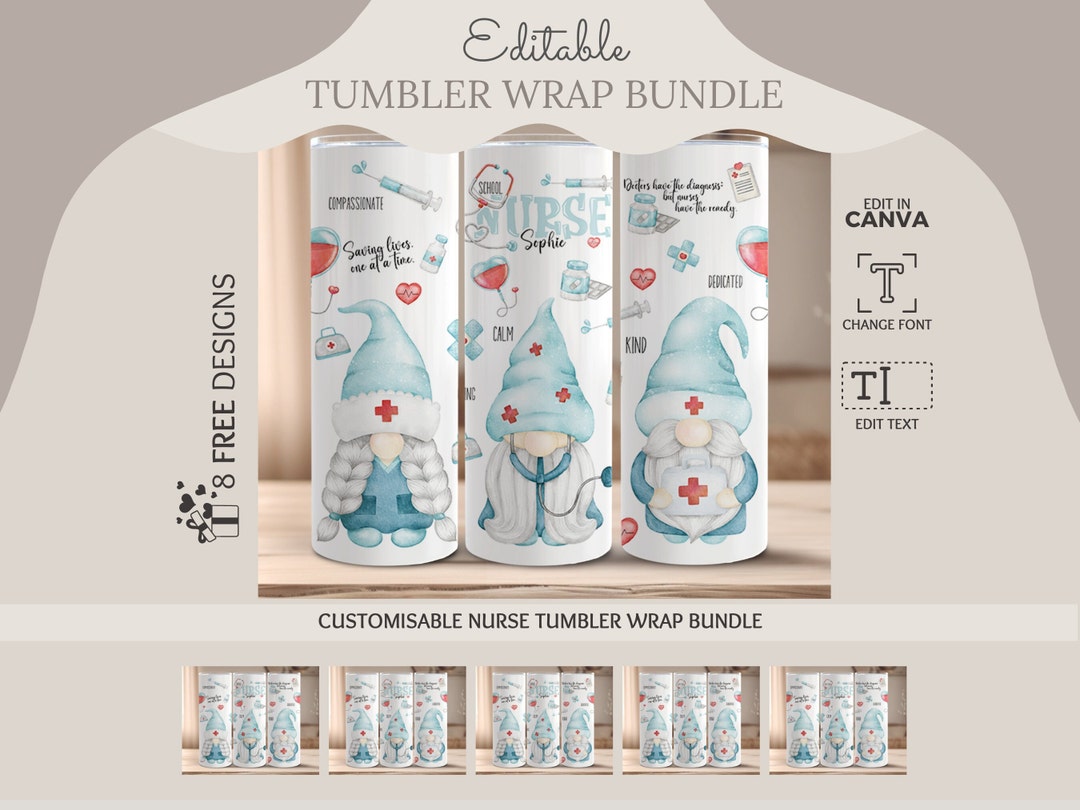 Editable Nurse Tumbler Wrap, Customizable Name, Bundle of 10 ...