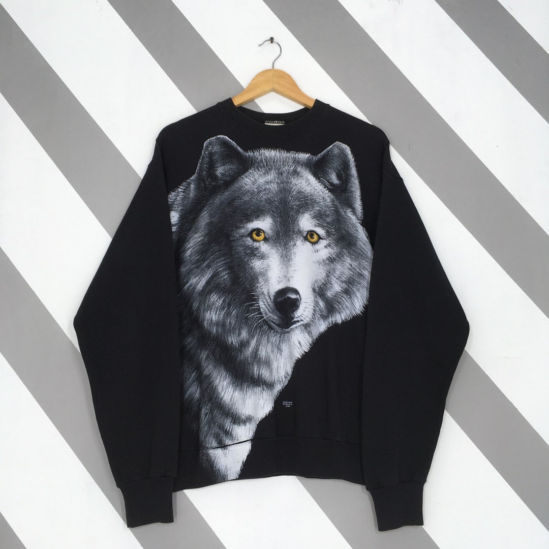 Vintage 90s Alaska Wolves Wildlife Sweatshirt Large Alaskan Wolves ...