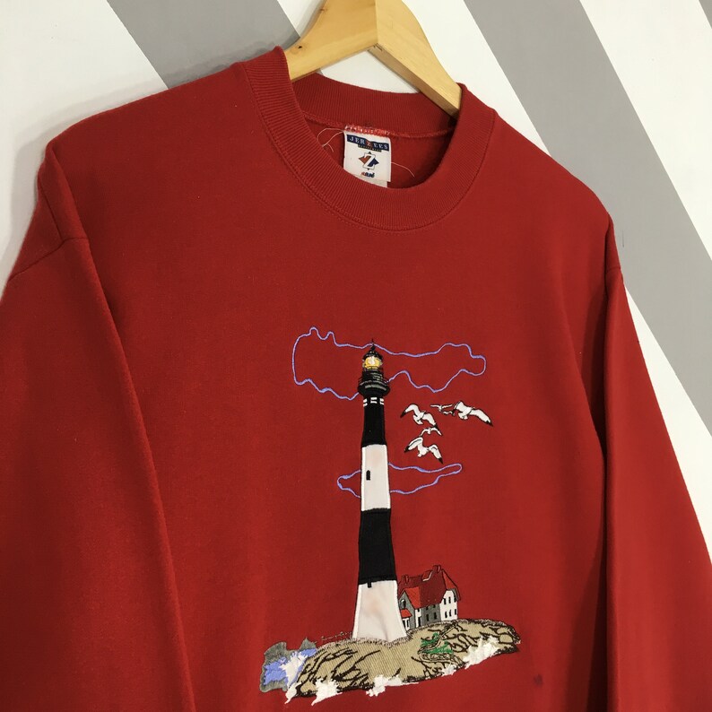 Vintage Y2K Lighthouse Vector Art Sweatshirt Medium United States ...