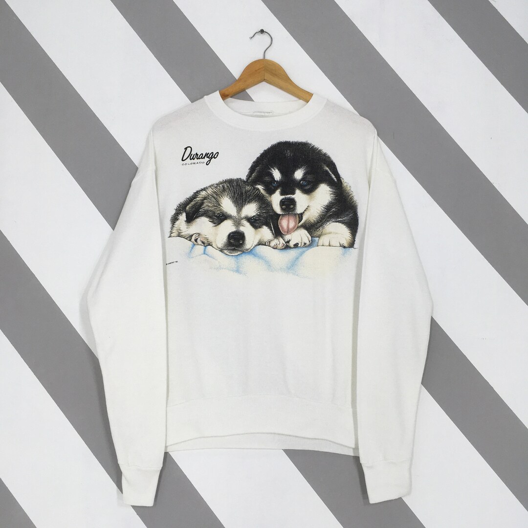 Vintage 90s Siberian Husky Puppies Habitat Sweatshirt Medium Husky ...