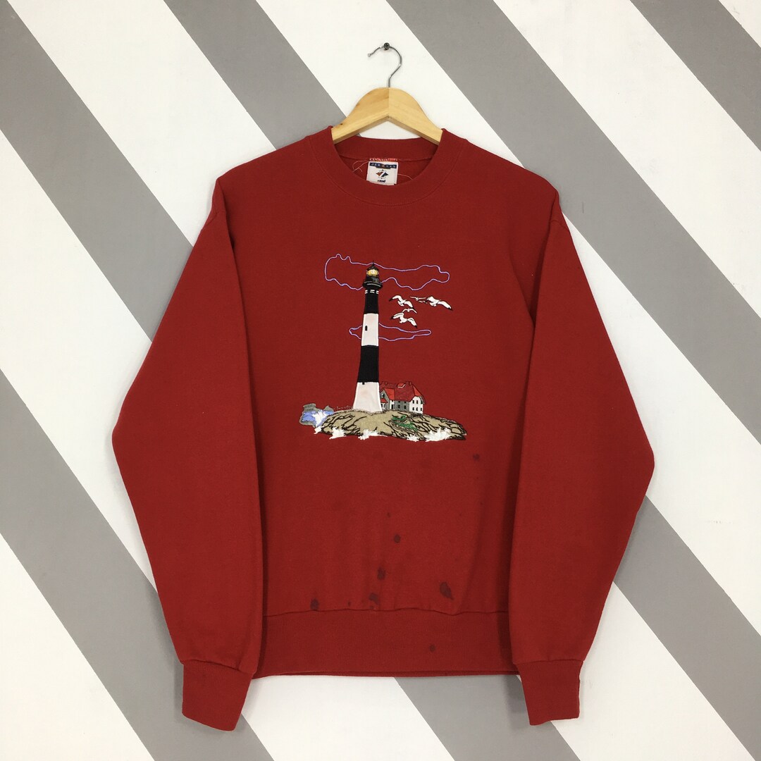 Vintage Y2K Lighthouse Vector Art Sweatshirt Medium United States ...