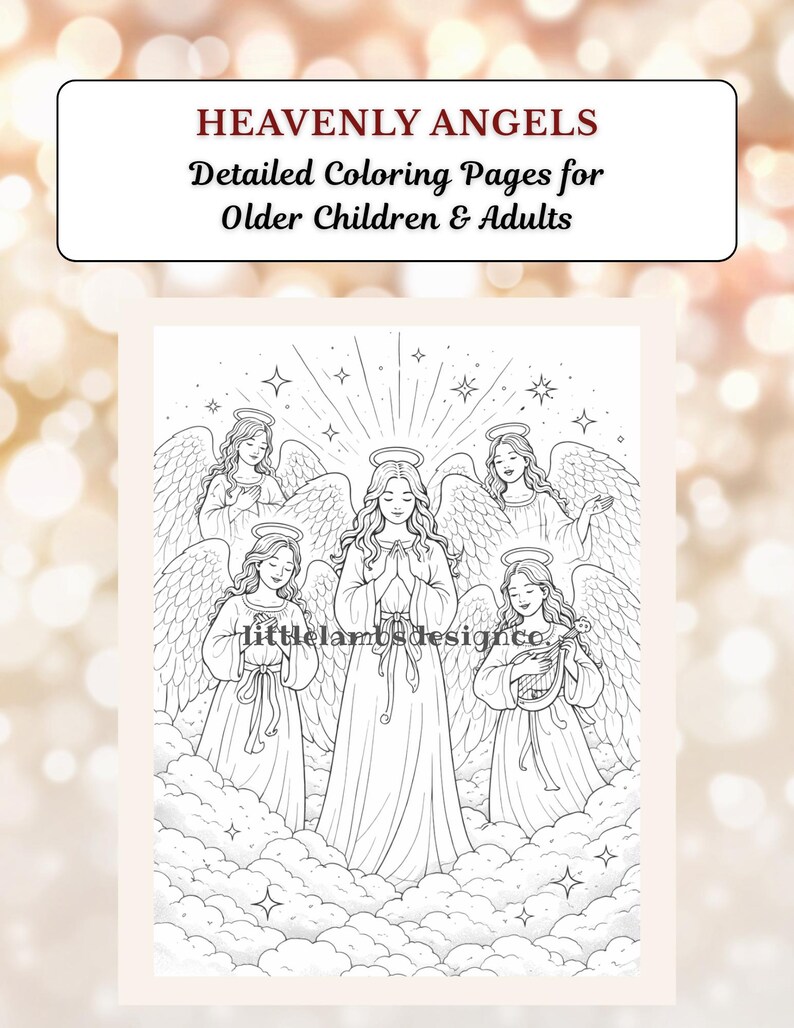 Heavenly Angels Coloring Pages | Christian Printable Activity (PDF) - Etsy