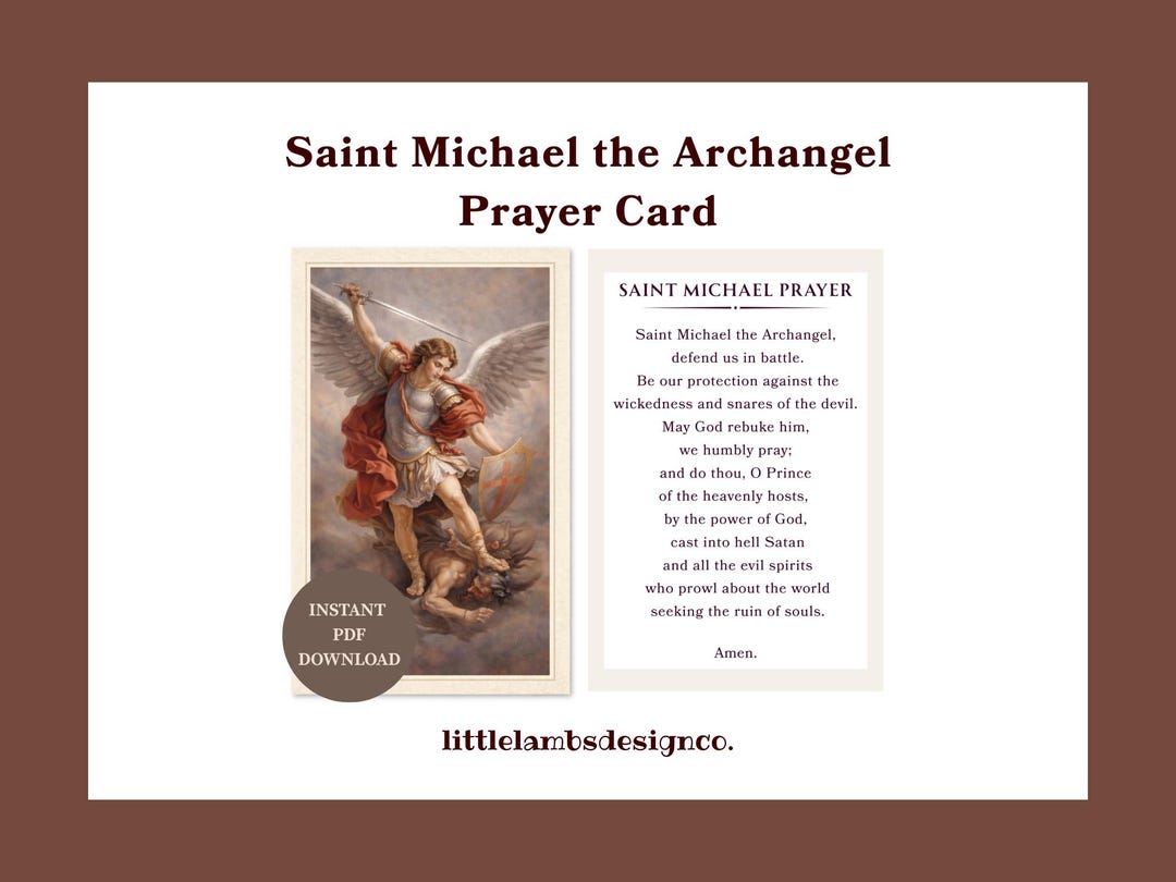 Saint Michael Prayer Card | Catholic Art Printable (PDF) - Etsy