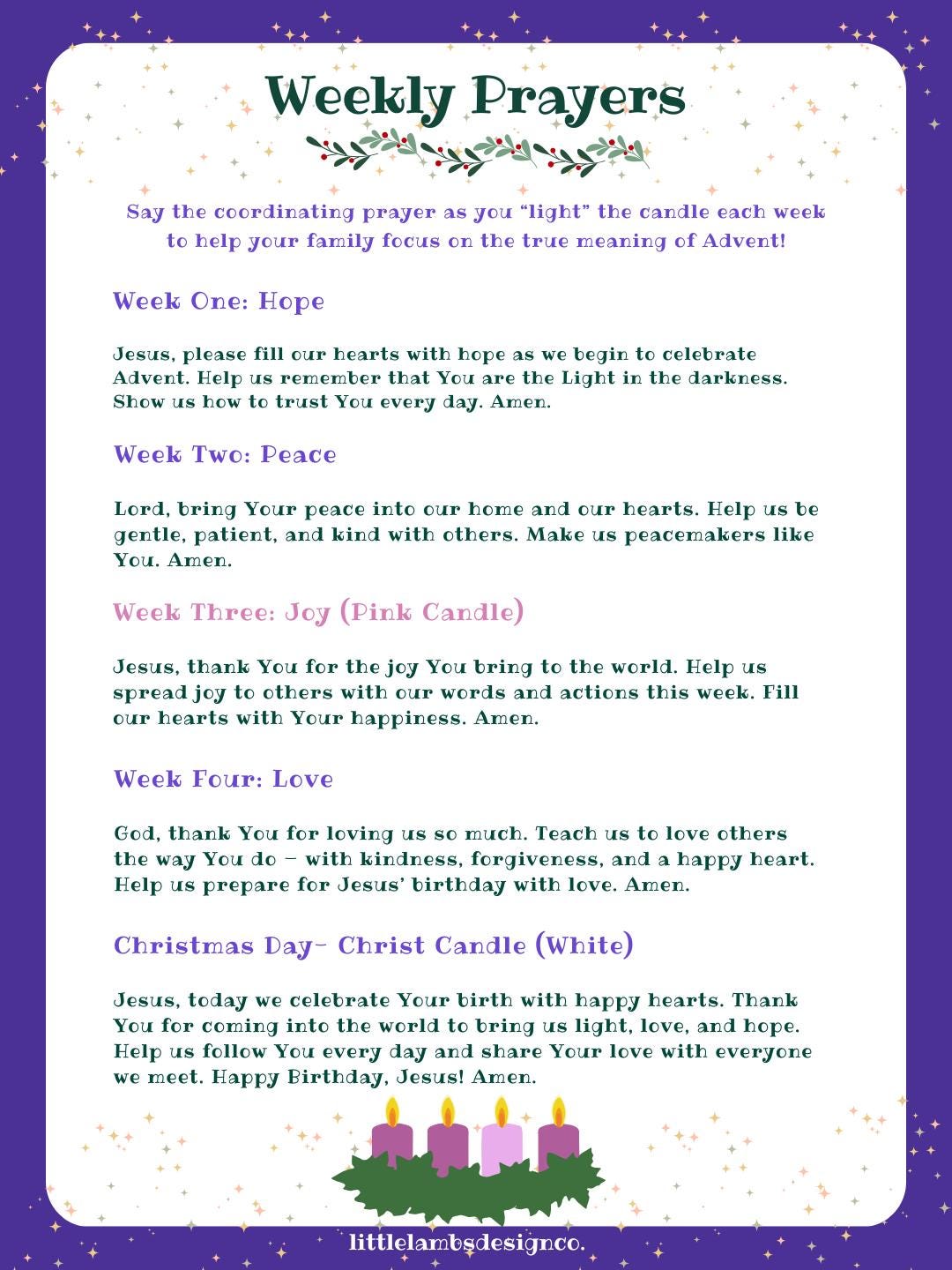 Kids' Advent Wreath Craft Bundle | Printable Prayers & Templates ...