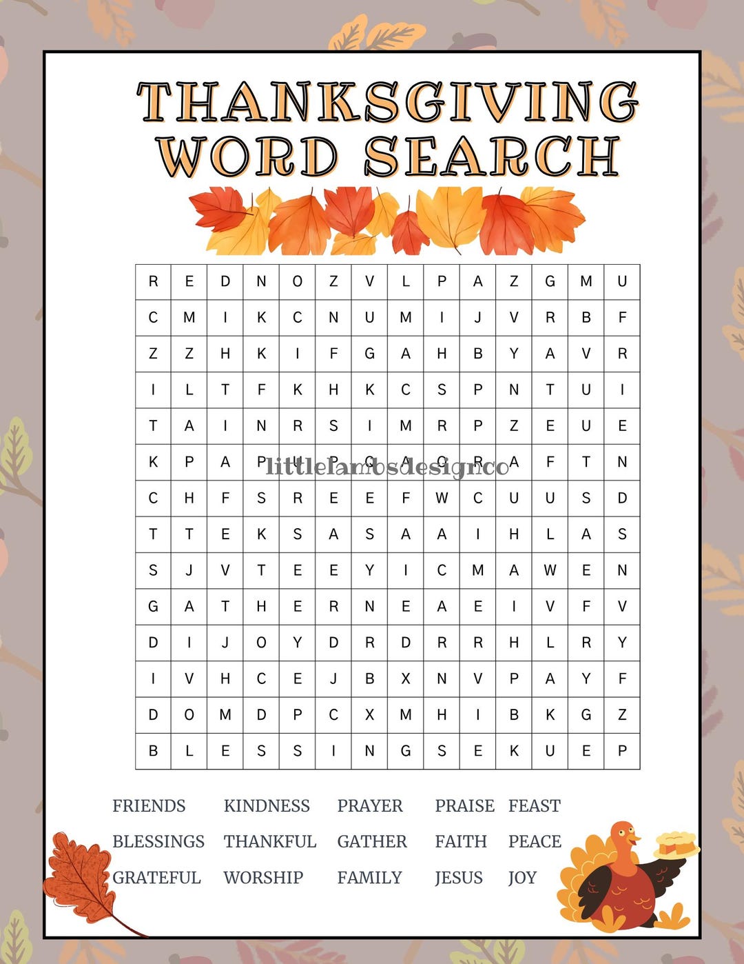 Christian Thanksgiving Word Search - Etsy