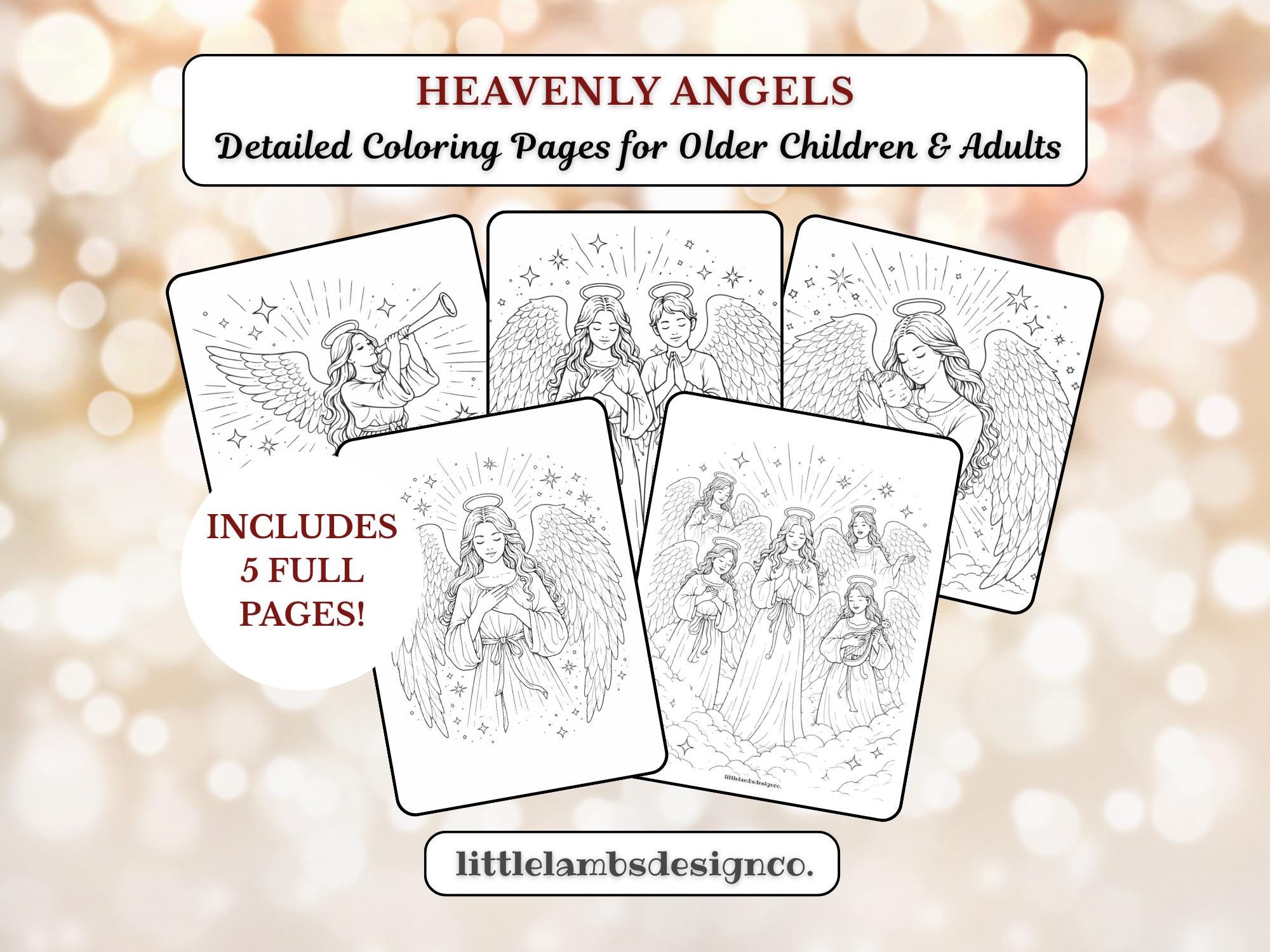 Heavenly Angels Coloring Pages | Christian Printable Activity (PDF) - Etsy