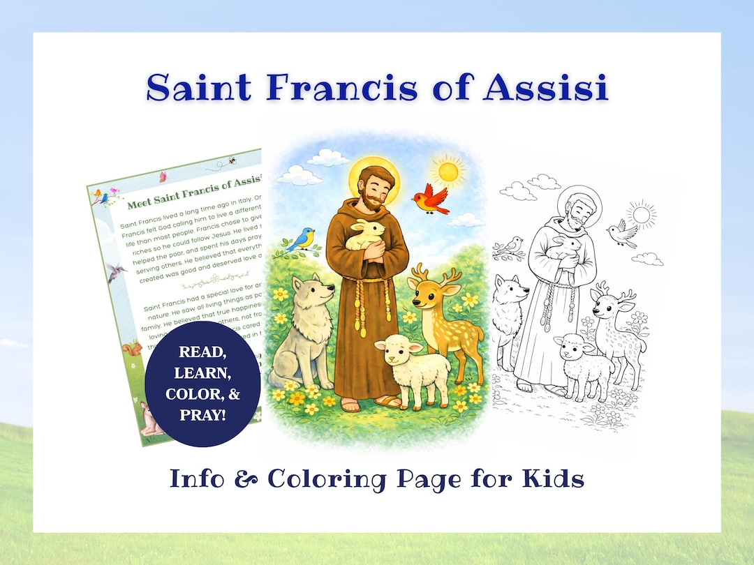 Saint Francis of Assisi Coloring Page | Catholic Kids Activity (digital ...