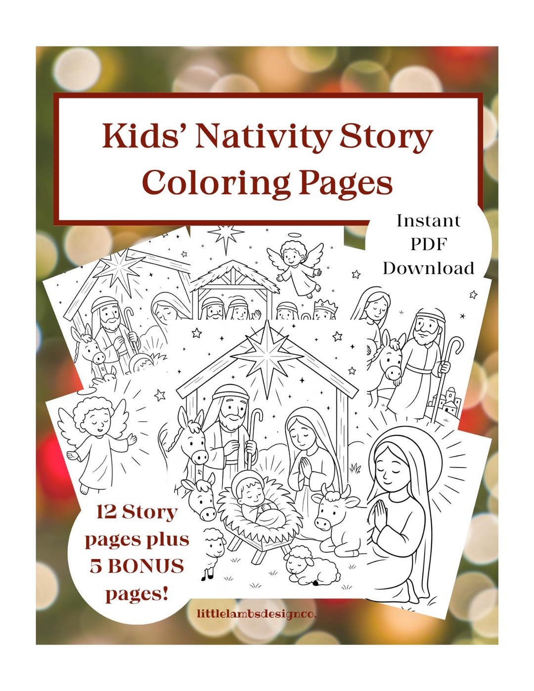 Pages à colorier de la Nativité pour les enfants | Noël 17 pages à ...