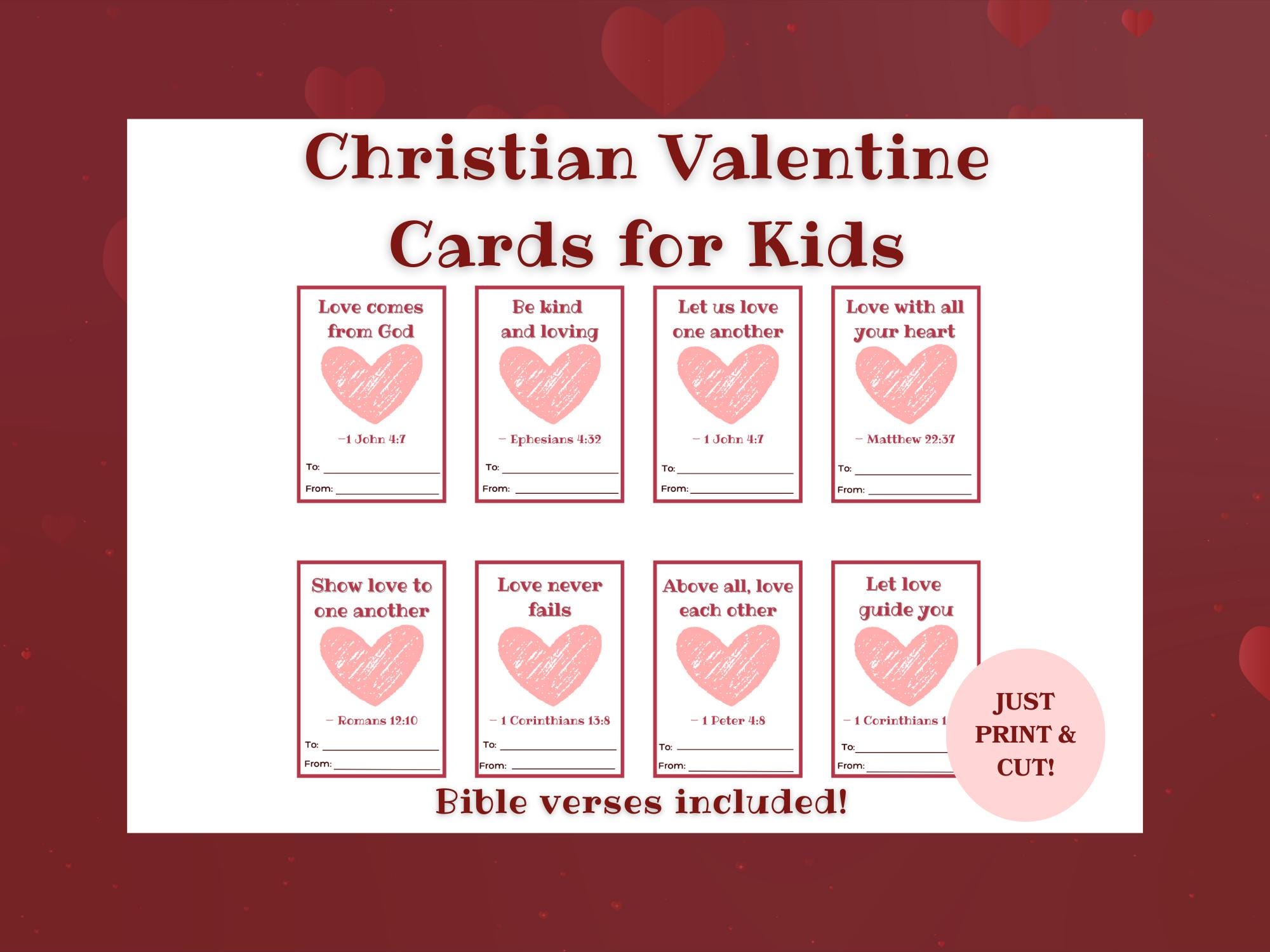 Christian Valentine's Day Cards for Kids | Bible Verse Valentines ...