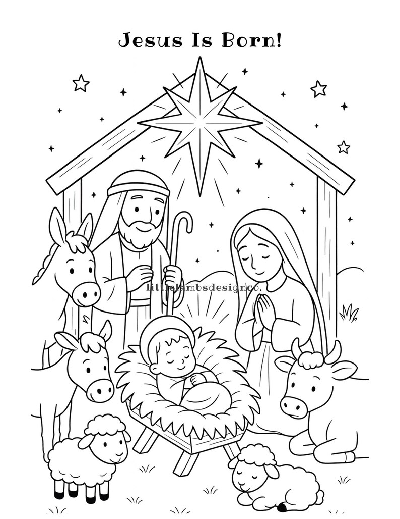 Kids' Nativity Story Coloring Pages | Catholic Christmas Birth of Jesus ...