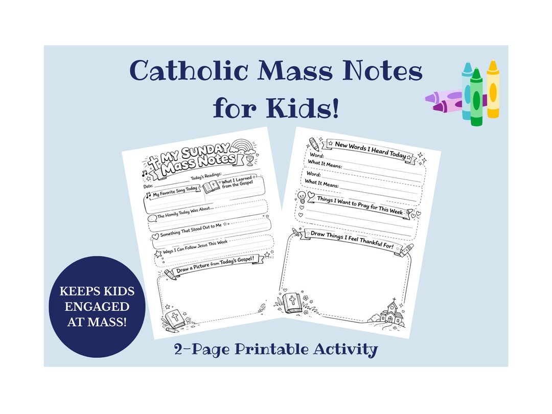 Catholic Mass Notes for Kids Printable | Sunday Mass Reflection ...