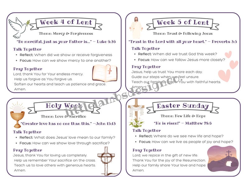 Catholic Lent Family Activity Cards | Weekly Prayer & Reflection ...