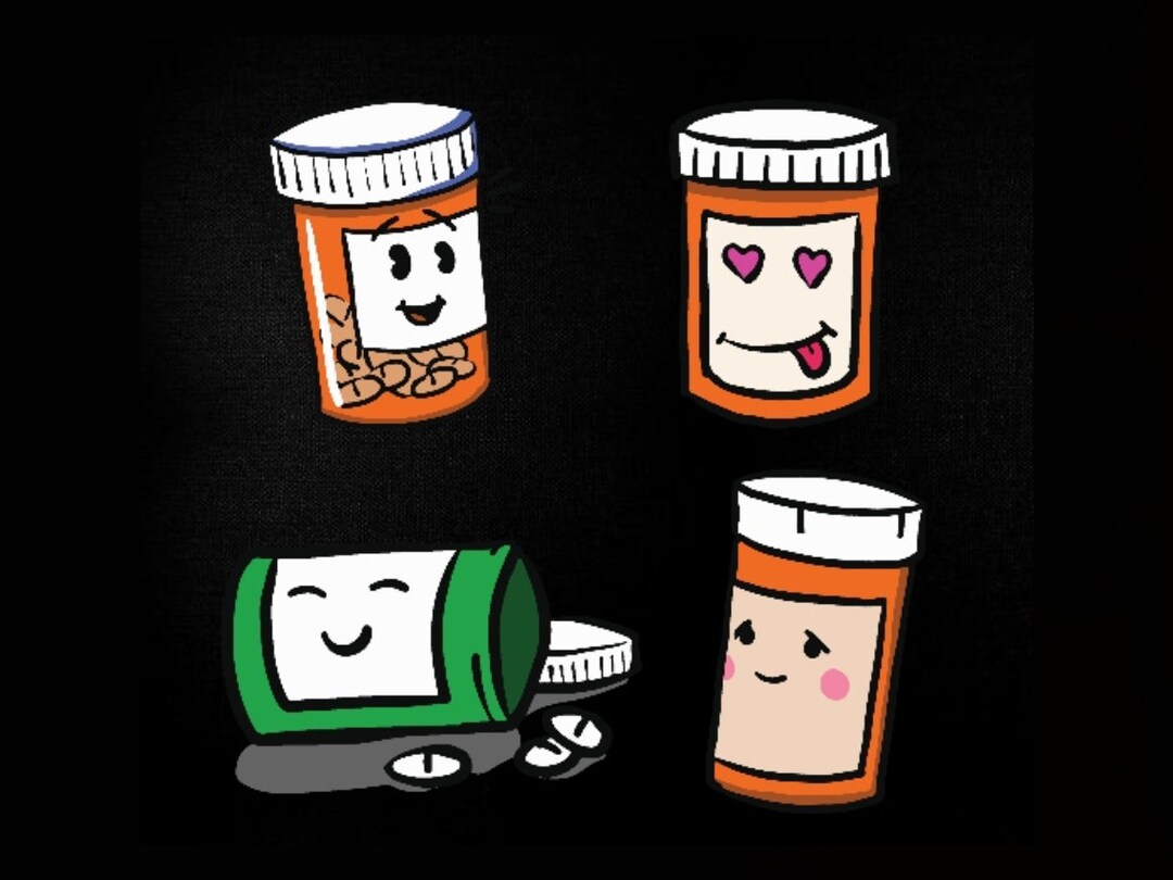 Two-faced Happy Pill Sticker Set - Etsy