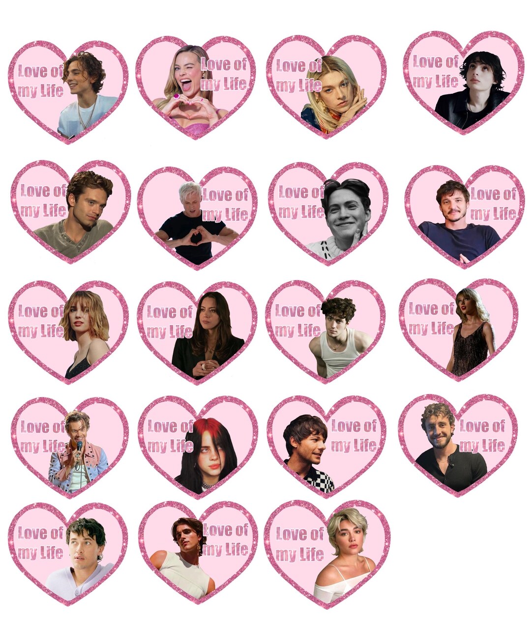Love of My Life Celebrity Crush Stickers Pack B- Actors and Musical ...