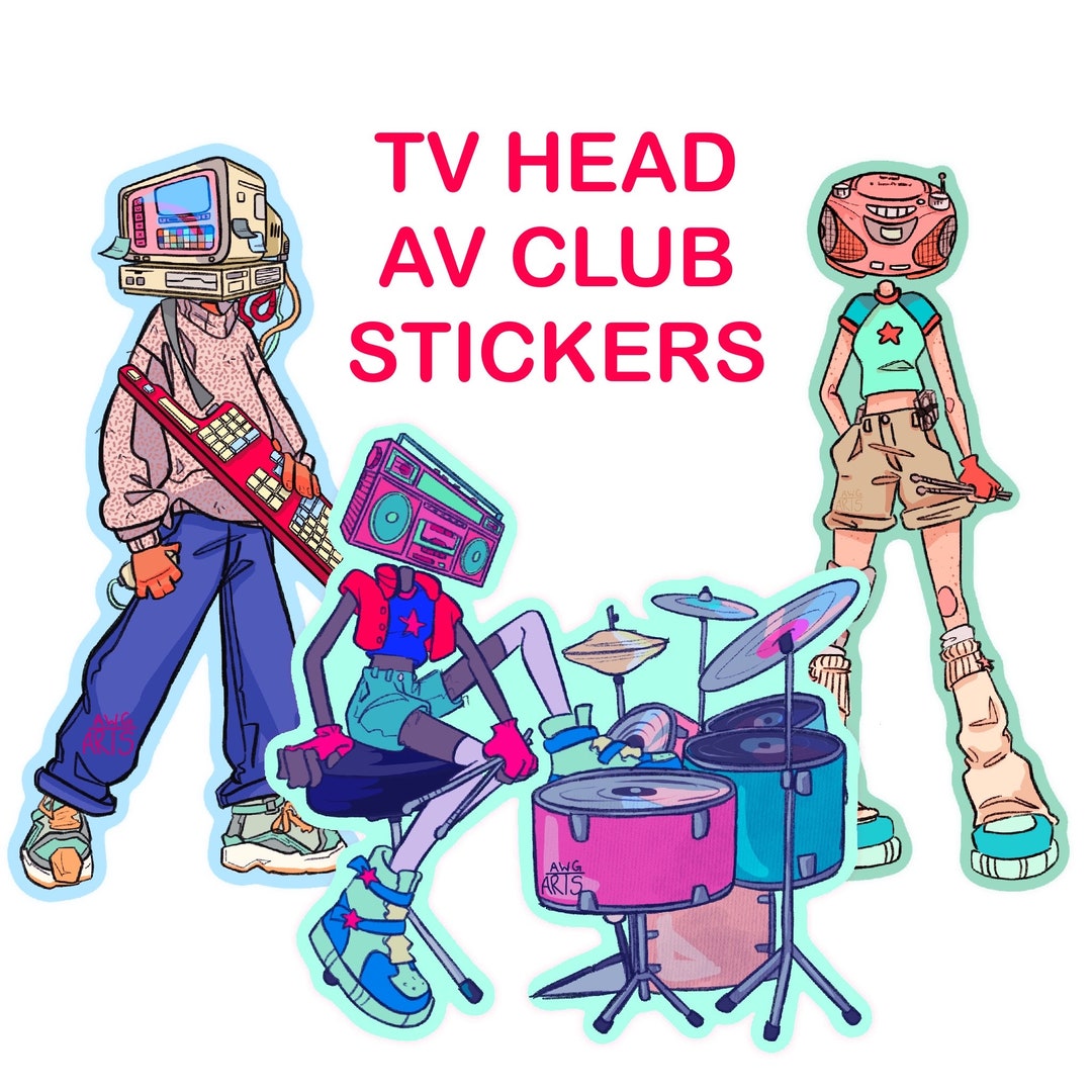 AV CLUB- TV Head, Radio Head, Boombox Head Stickers!! - Etsy