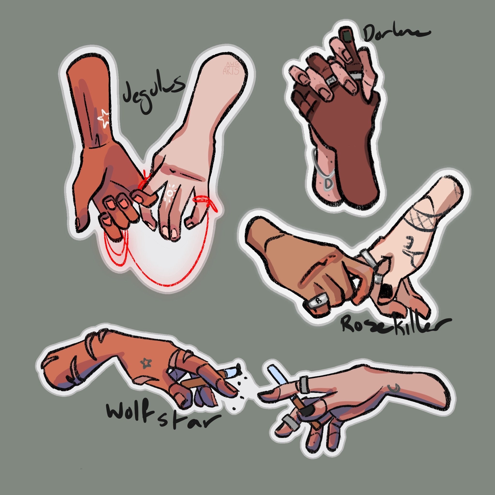 Marauders Era Ship Hand Stickers- Wolfstar, Jegulus, Dorlene ...