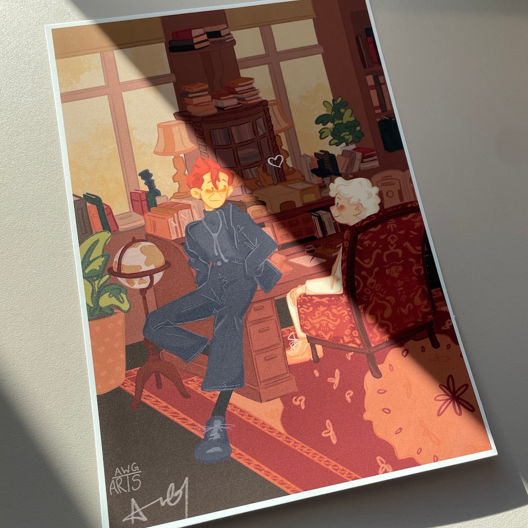 Aziraphale's Bookshop, Good Omens Art Print!- Aziraphale, Crowley ...