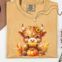 10 Rustic Autumn Highland Cow PNG | Fall Farm Animal Clipart | Cozy ...