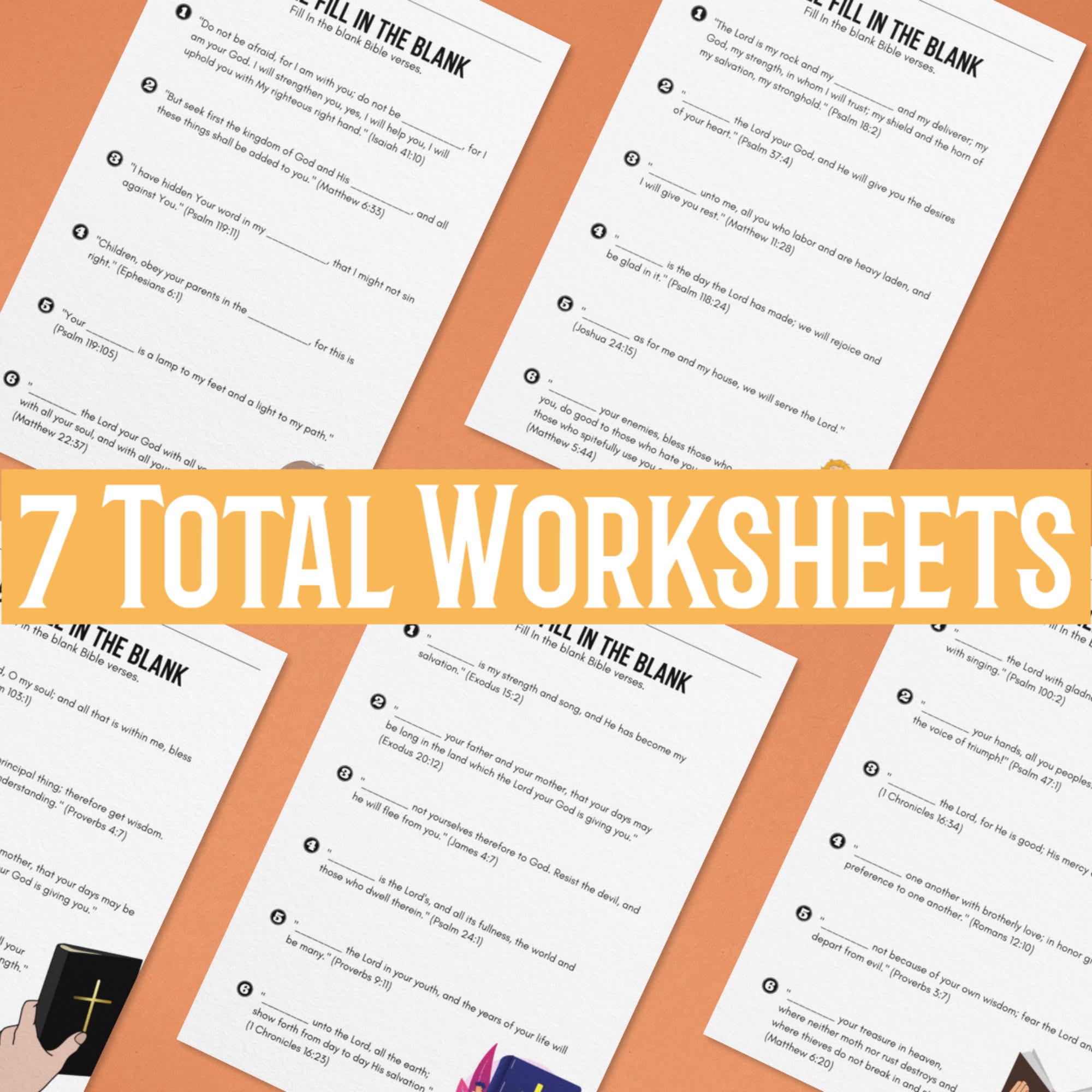 Fill-in-the-blank Bible Verse Worksheets, Homeschool Printables ...