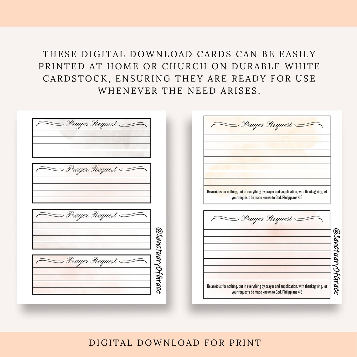 Prayer Request Cards, Church Handout, Printable Prayer Card Template ...