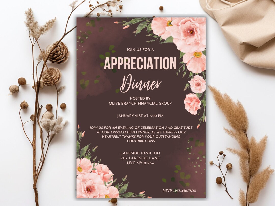 Appreciation Dinner Invitation, Dinner Party, Employee Appreciation ...